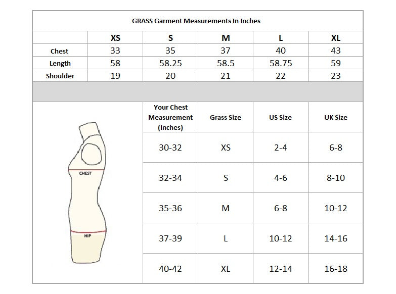 Off Shoulder Blouson Maxi Size Chart – GRASS by Gitika Goyal